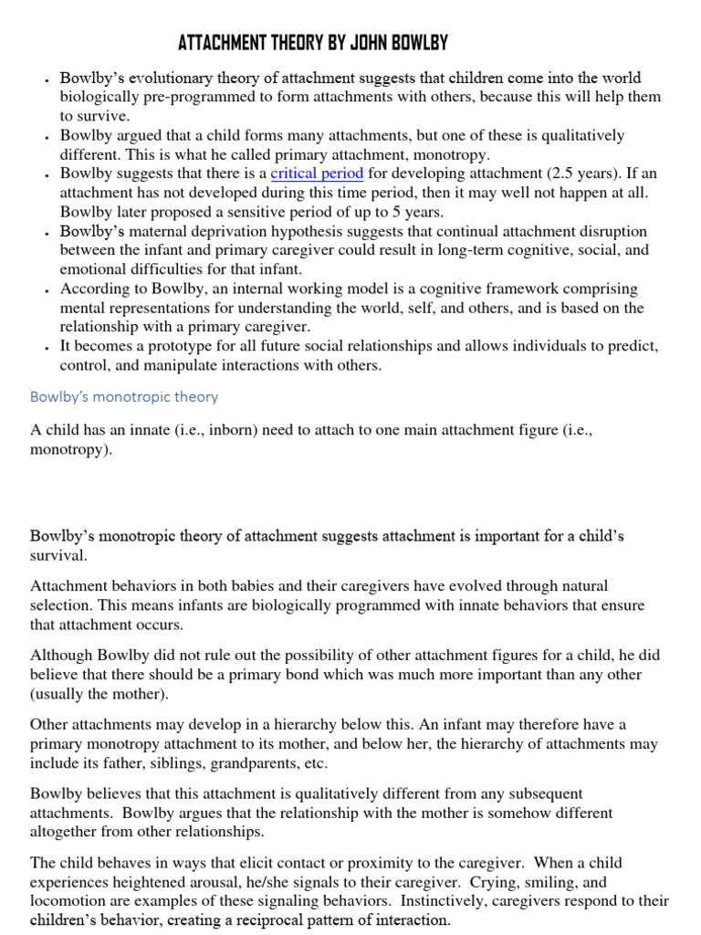 Attachment Theory by John Bowlby | PDF | Attachment Theory | Child ...