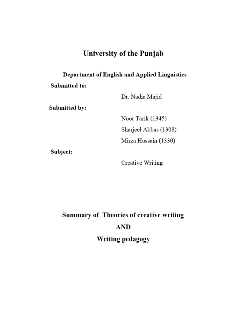 Theories of Creative Writing | PDF | Pedagogy | Creative Writing