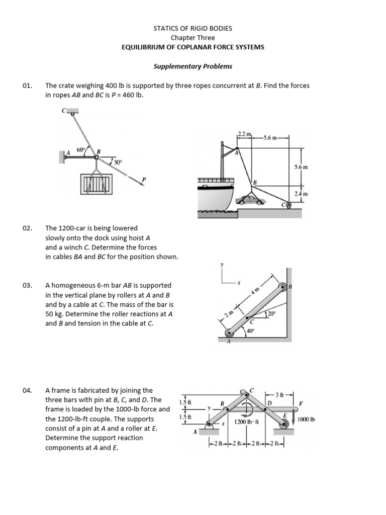 Chapter 3 - Supplementary Problems | PDF | Force | Crane (Machine)