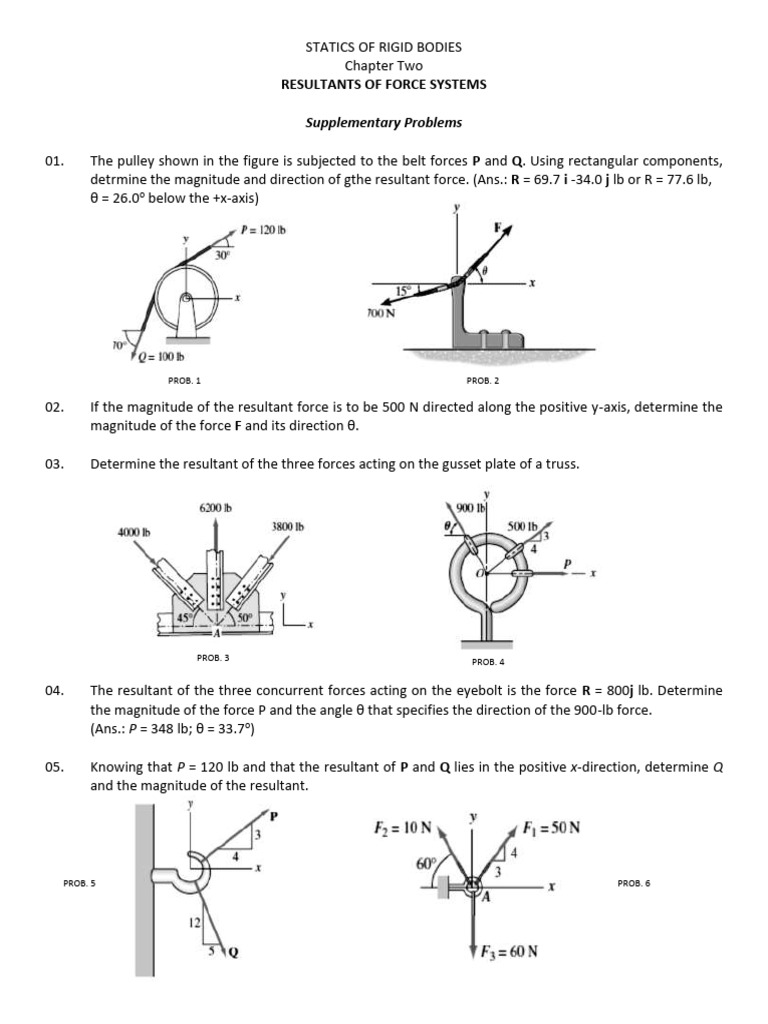 Chapter 2 - Supplementary Problems | PDF | Force | Mechanical Engineering
