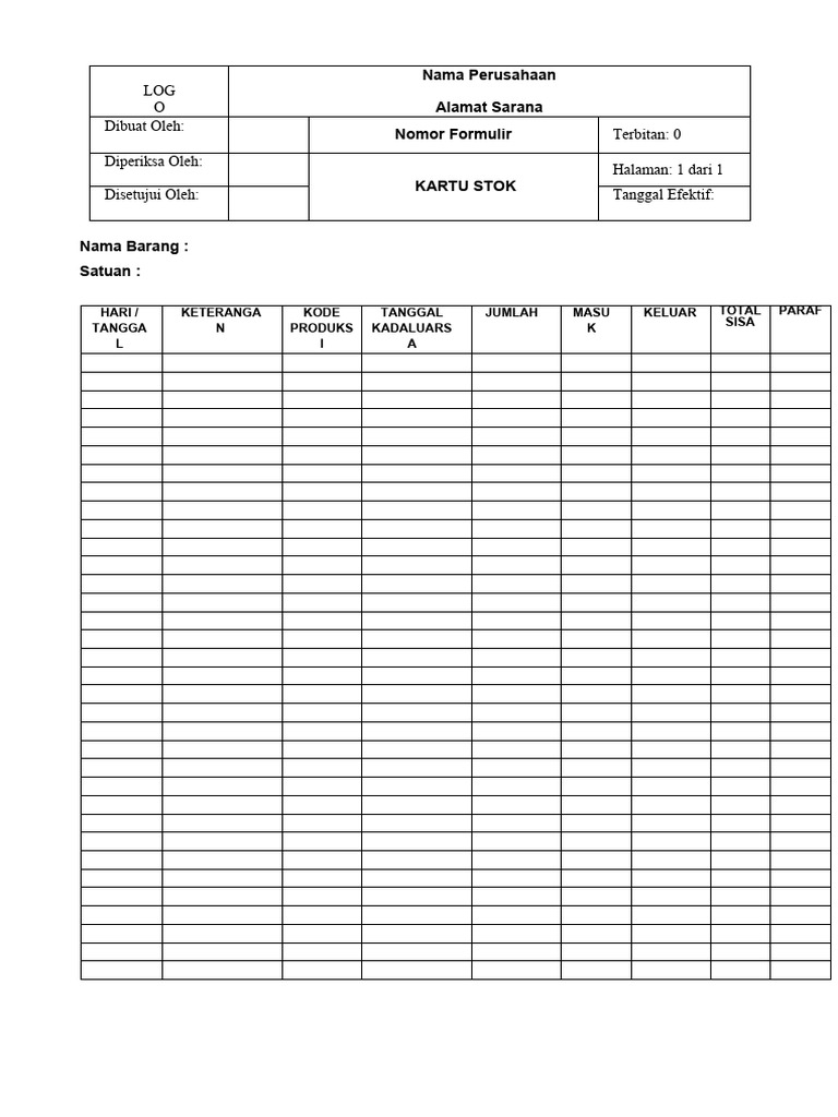8.b. FORM-Kartu Stok | PDF