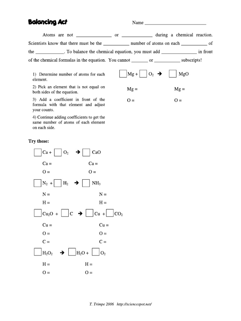 Balancing Chemical Equations | PDF