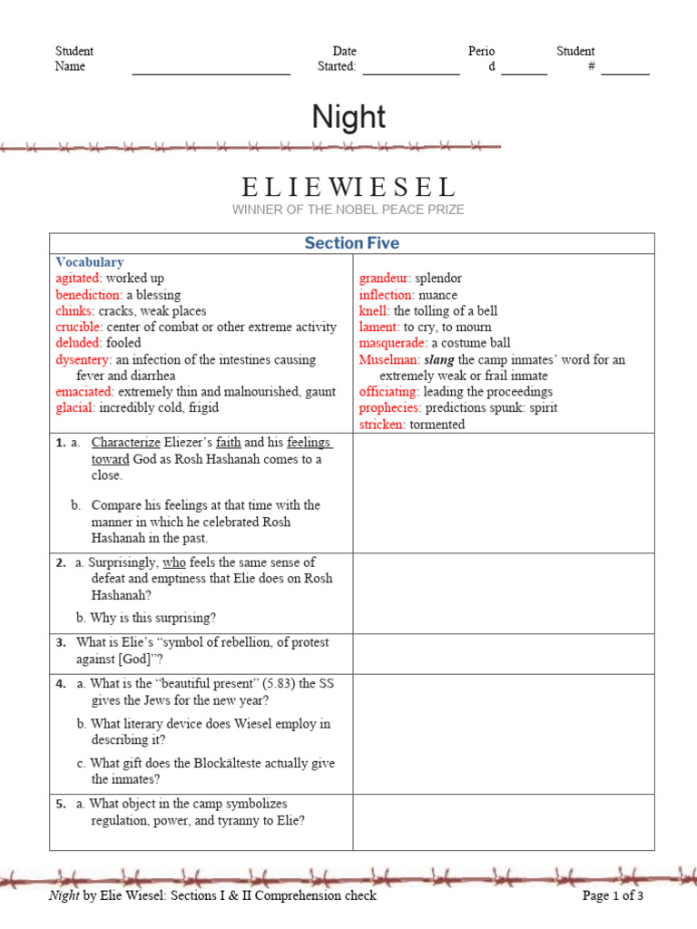 Meshel Reyes - Night Comprehension Sections 5 & 6 | PDF