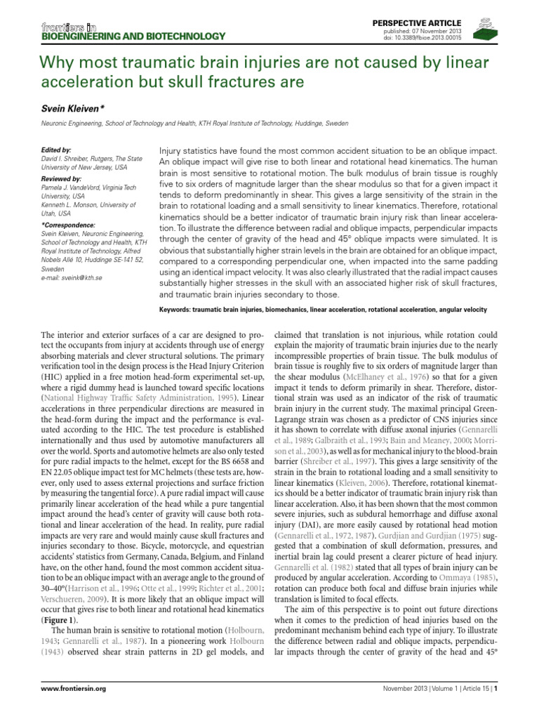 Why Most Traumatic Brain Injuries Are Not Caused by Linear Acceleration ...