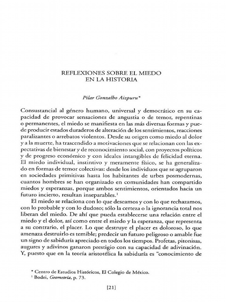 Reflexiones sobre el miedo en la historia | PDF | Temor | Las emociones