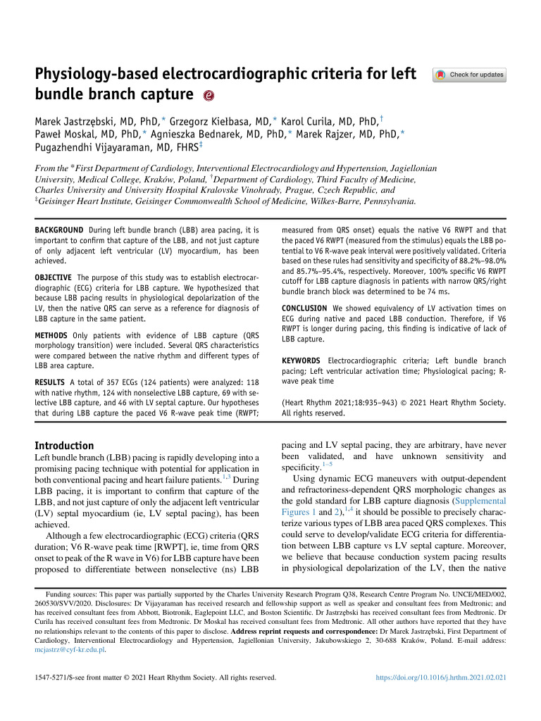 Physiology-Based Electrocardiographic Criteria For Left Bundle Branch ...