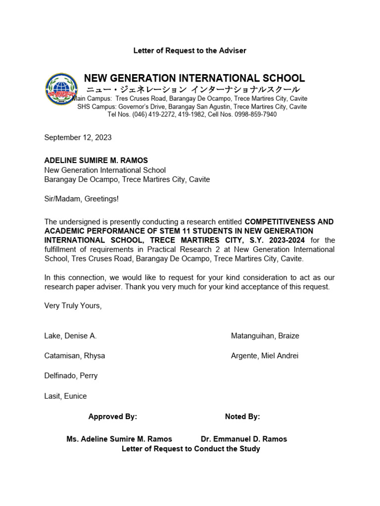 Request for Research Adviser at NGIS | PDF | Science & Mathematics