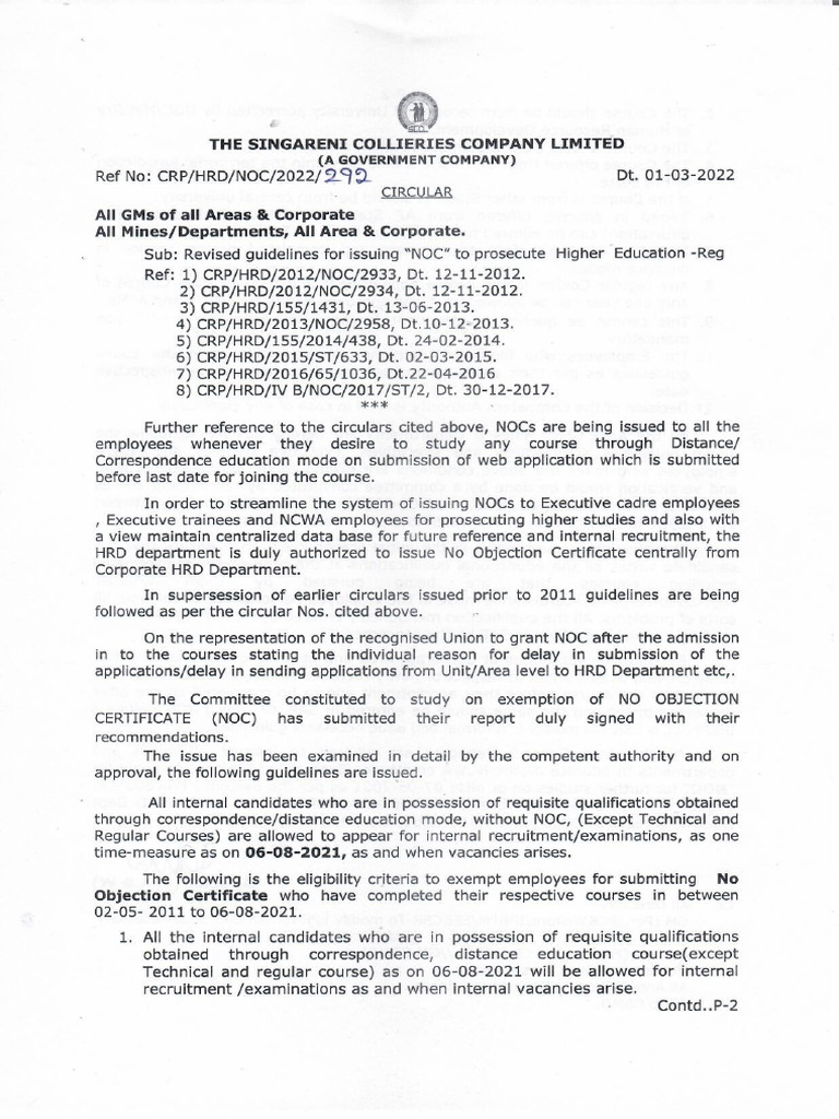 Revised NOC Circular | PDF