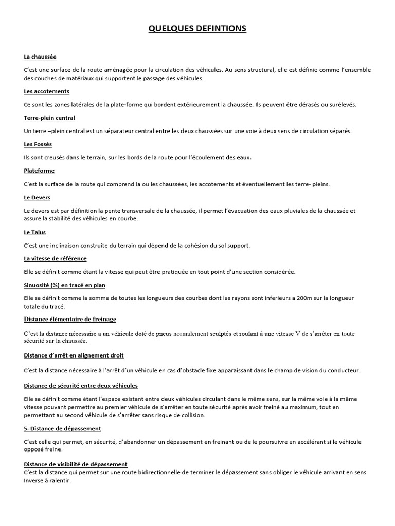 Définition du Devers et de la Chaussée | PDF | Infrastructure de ...