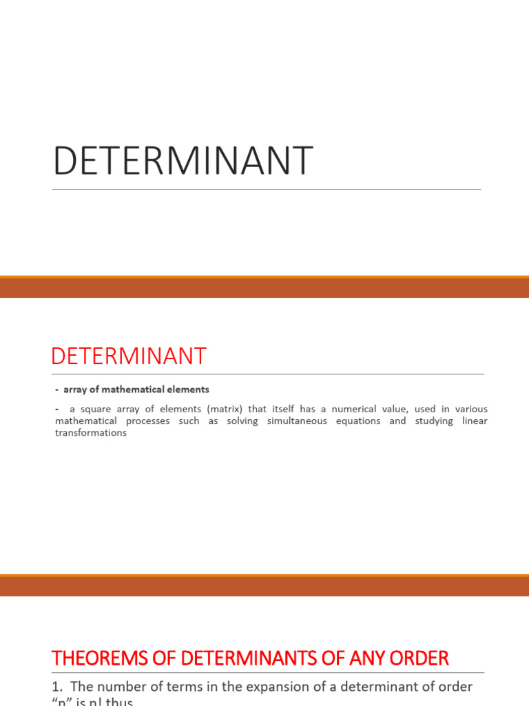 DETERMINANT | PDF | Matrix (Mathematics) | Determinant