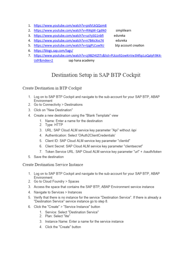SAP BTP Destination Setup Guide | PDF | Career & Growth | Business