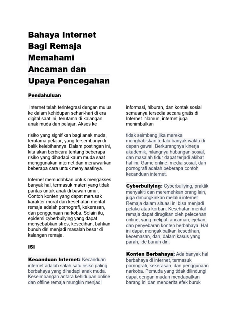 Artikel Bahaya Internet Bagi Remaja RANGGA SAPUTRA | PDF