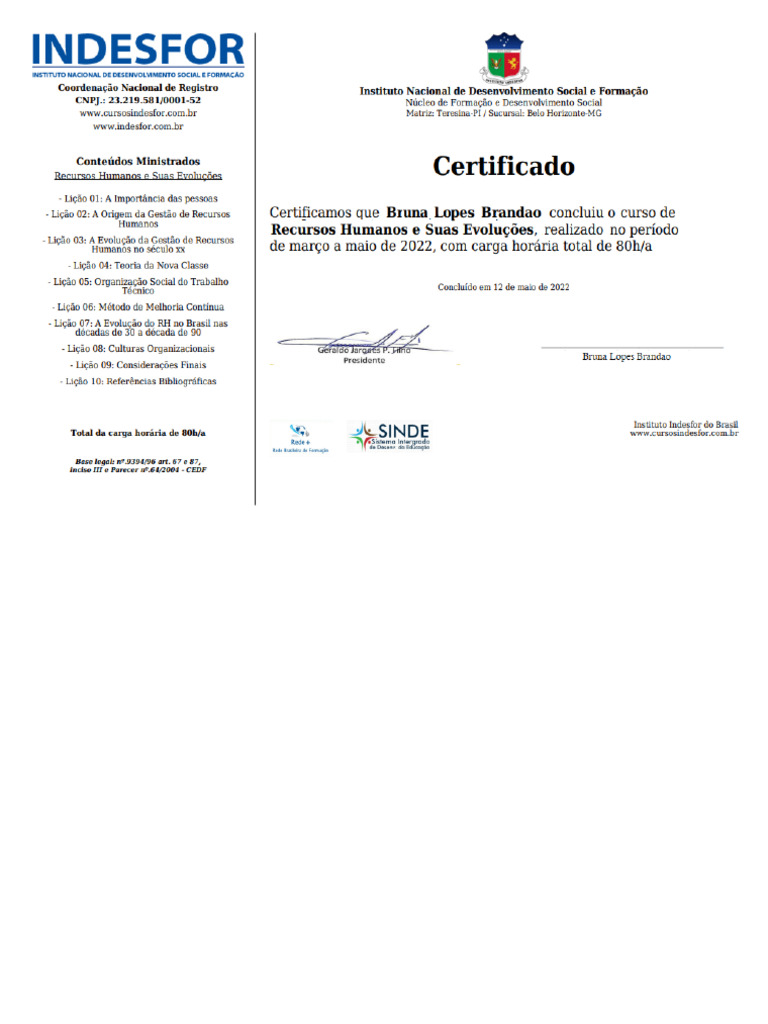Certificado Bruna 5 | PDF
