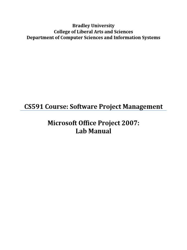MS Project 2007 Lab Manual | PDF | Software | Computing