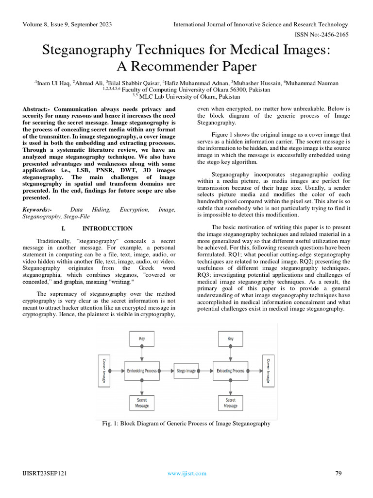 Steganography Techniques For Medical Images A Recommender Paper Pdf Data Compression 