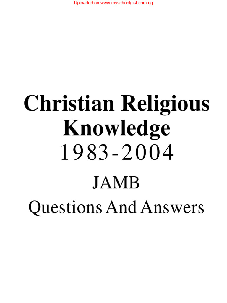 JAMB Christian Religious Knowledge 1983-2004 | PDF | Jesus | Paul The ...