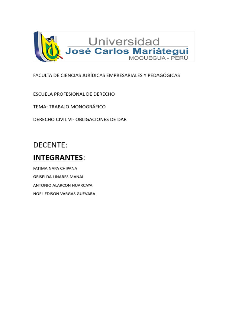 Trabajo de Obligaciones de Dar - Docx Valido | PDF | Propiedad | Daños ...