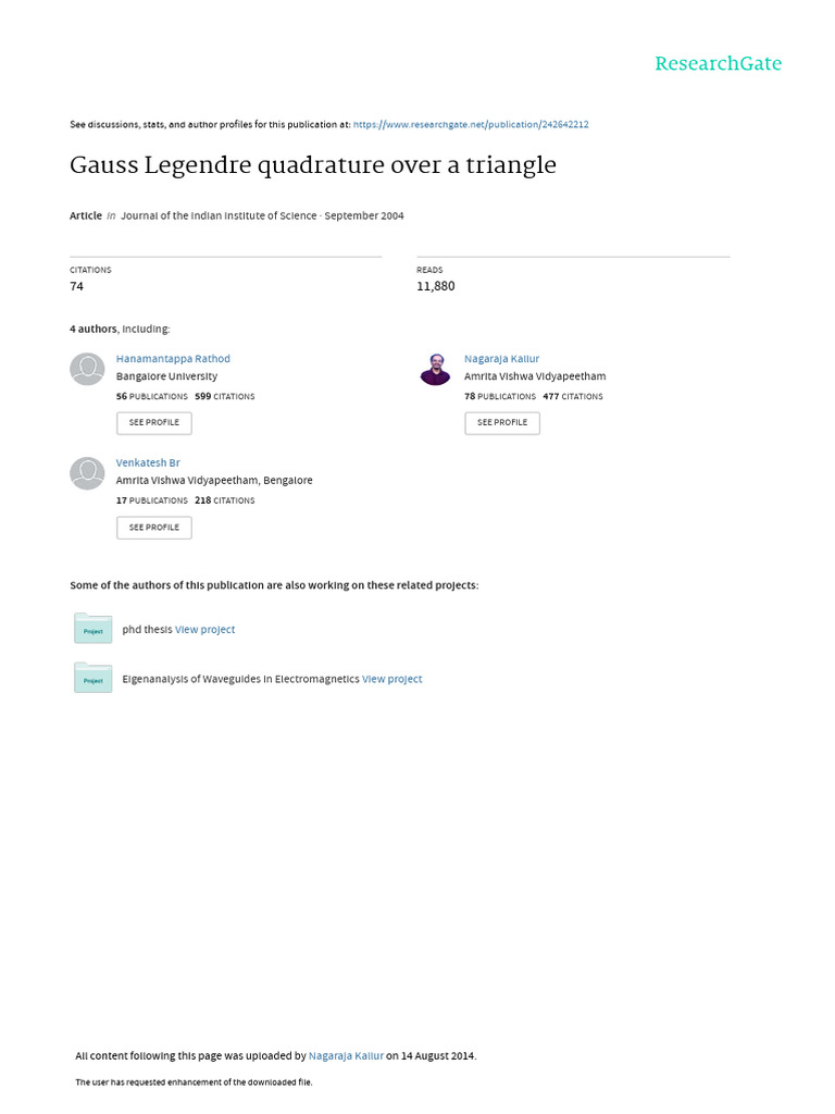 Gauss Legendre Quadrature Over A Triangle | Download Free PDF ...