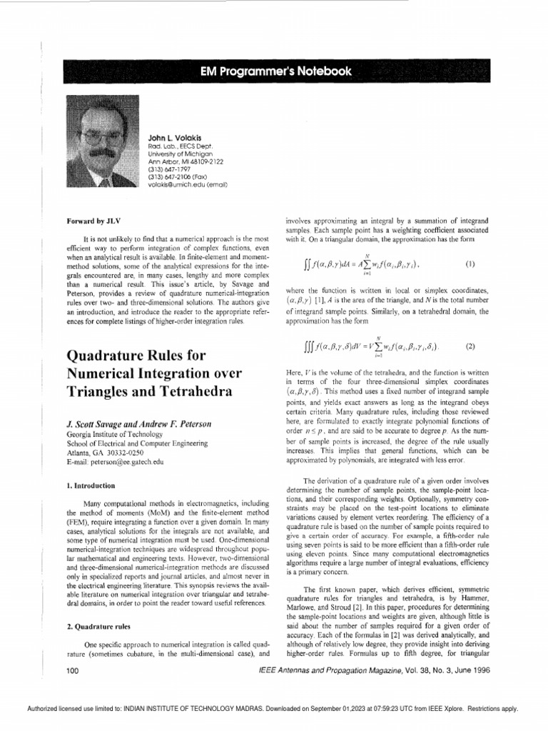 Quadrature Rules For Numerical Integration Over Triangles and ...