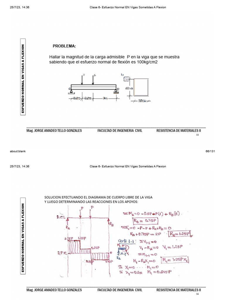 Clase 6 - Esfuerzo Normal EN Vigas Sometidas A Flexion | Descargar gratis PDF | Viga (Estructura ...