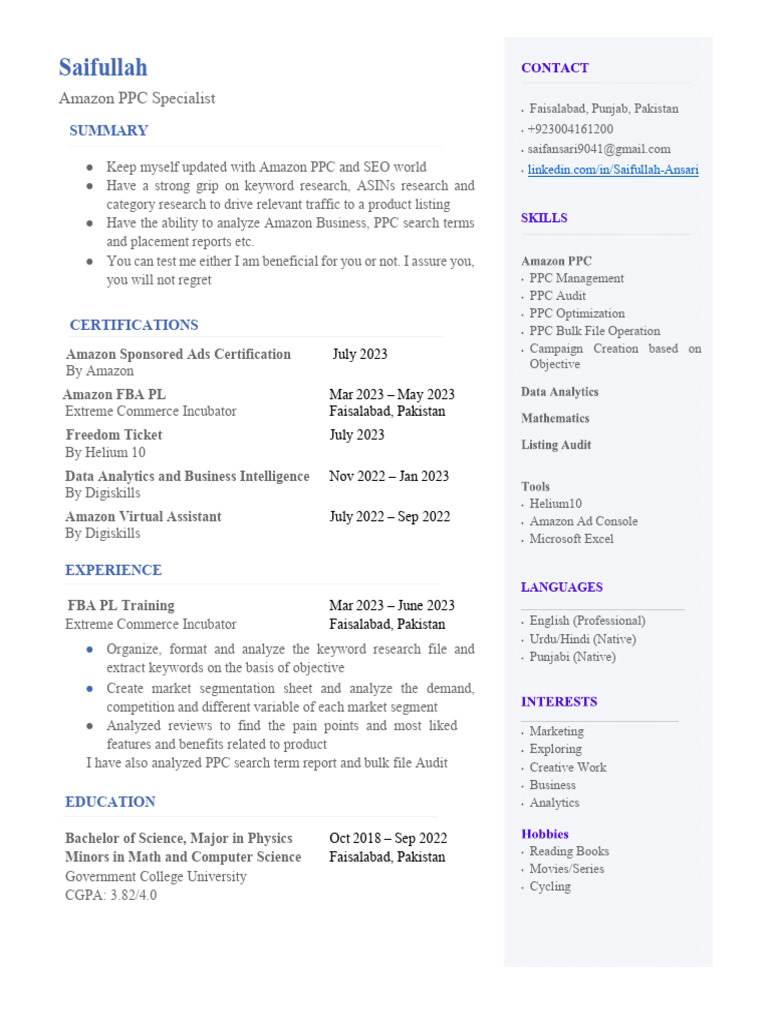 Saifullah - Resume | PDF | Search Engine Optimization | Information Technology
