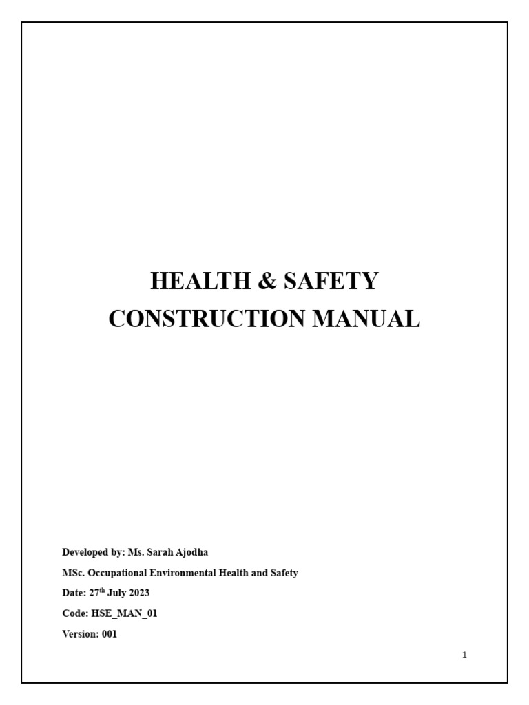 HSE Construction Manual | PDF | Welding | Construction