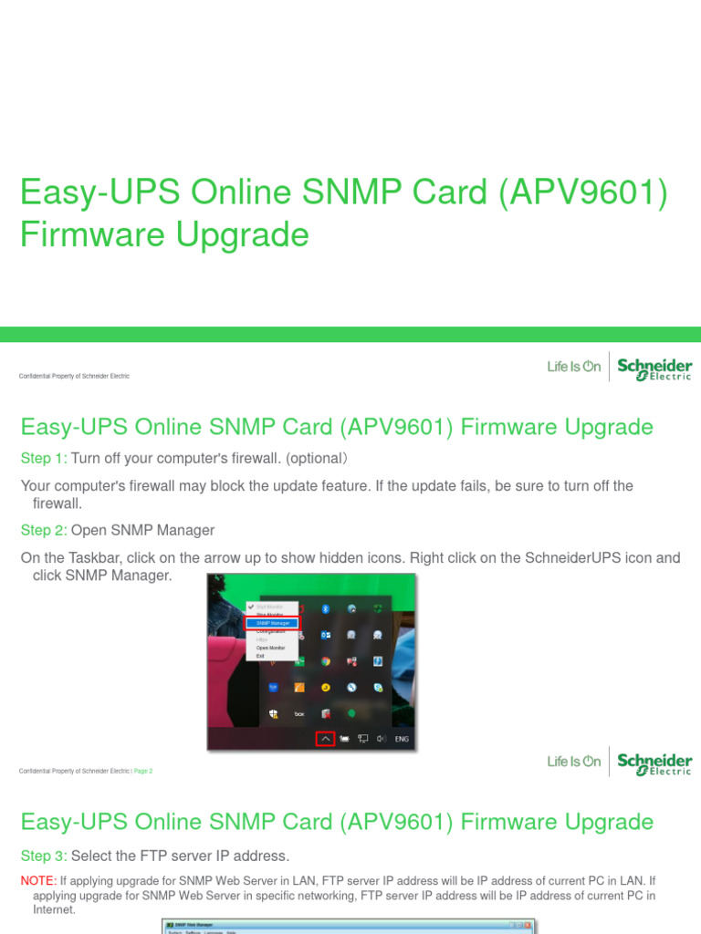 Easy-UPS Online SNMP Card (APV9601) Firmware Upgrade | PDF