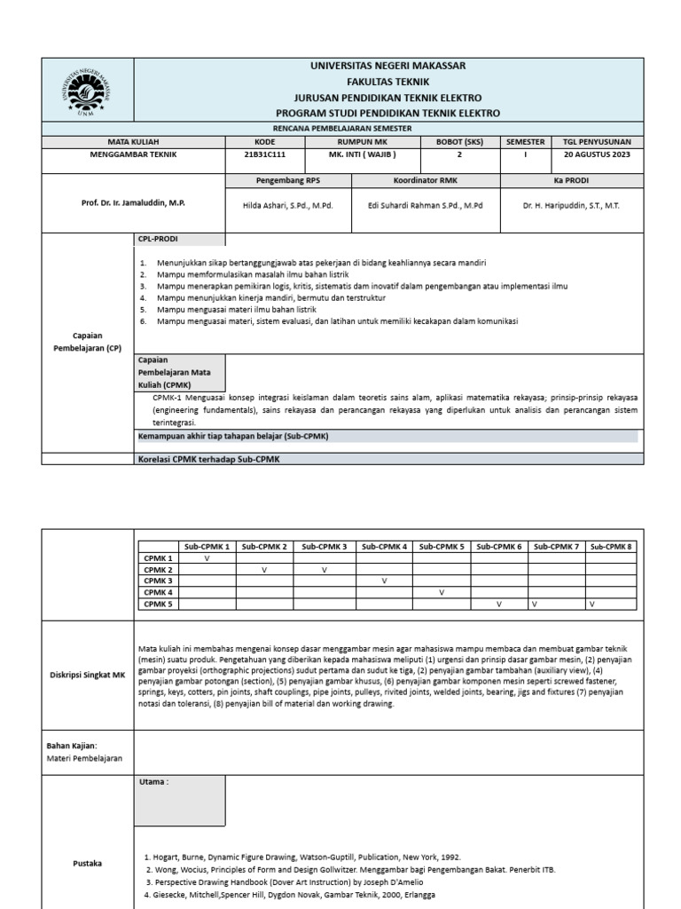 RPS - Menggambar Teknik | PDF