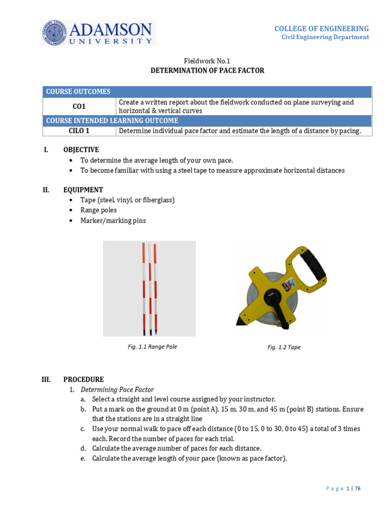 Determining Pace Factor in Surveying | PDF | Science | Metrology
