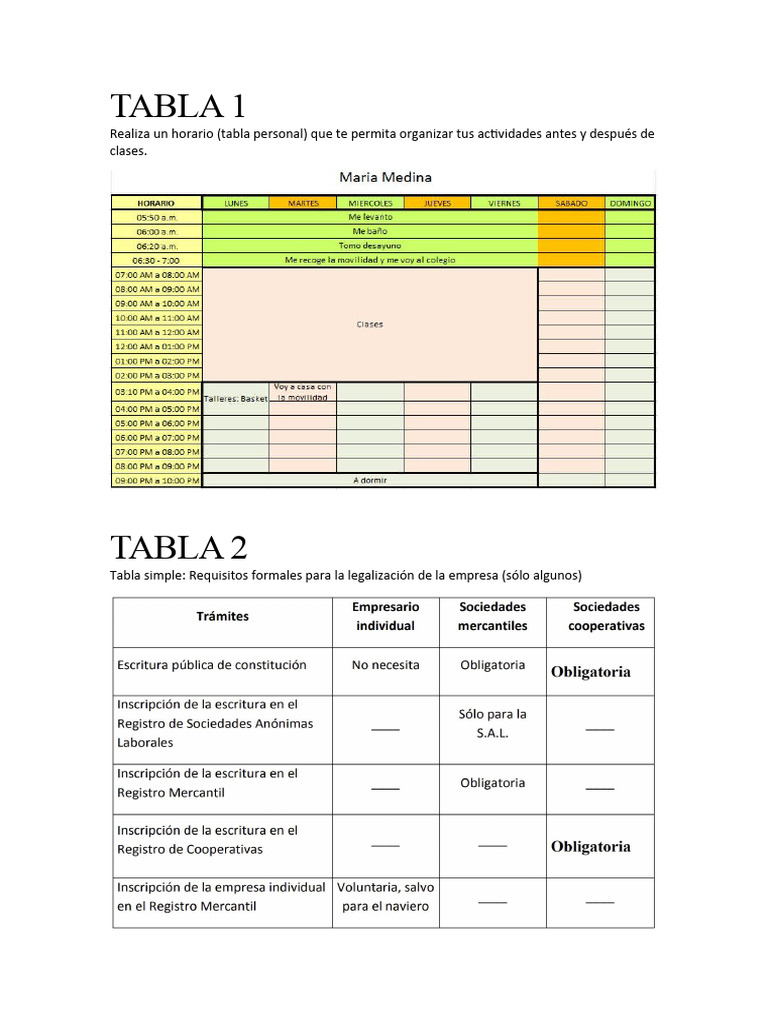 Tema 2 Y3-Ejercicio Tablas | PDF