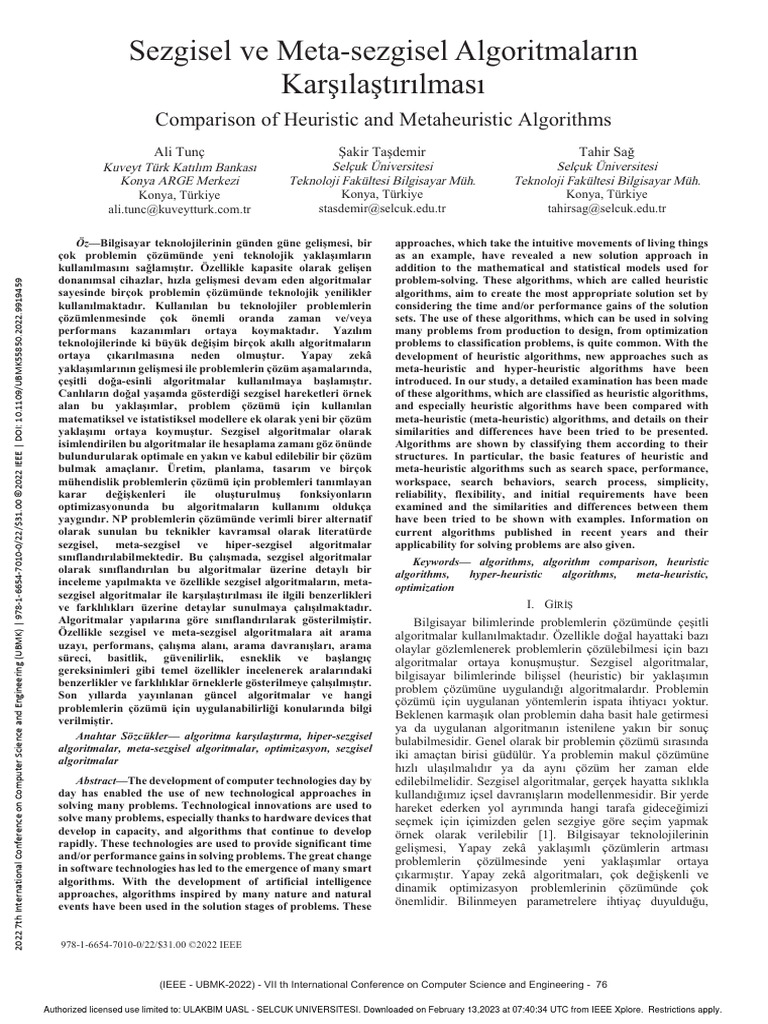 Comparison Of Heuristic And Metaheuristic Algorithms Pdf Applied Mathematics Computing