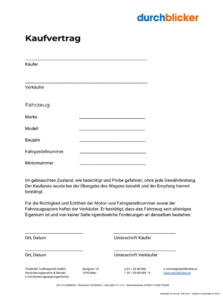Kaufvertrag Pkw Gewerbe