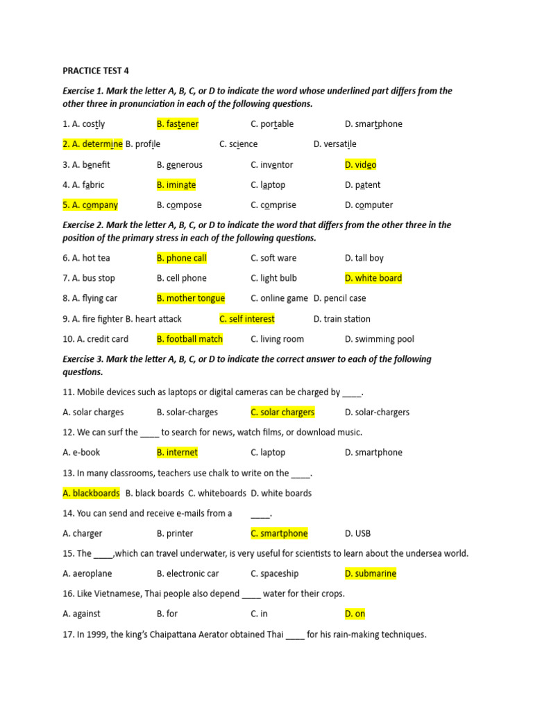 Practice Test 4 | PDF | Coca Cola