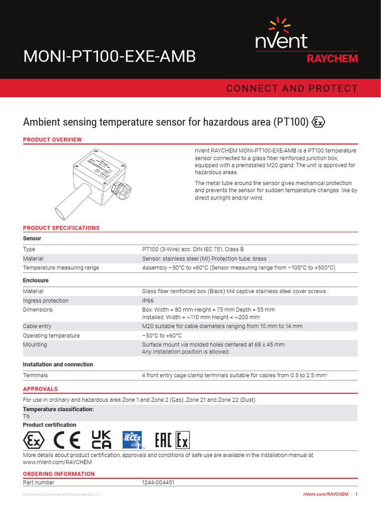 Hazardous Area Temperature Sensor | PDF | Manufactured Goods | Electrical Engineering