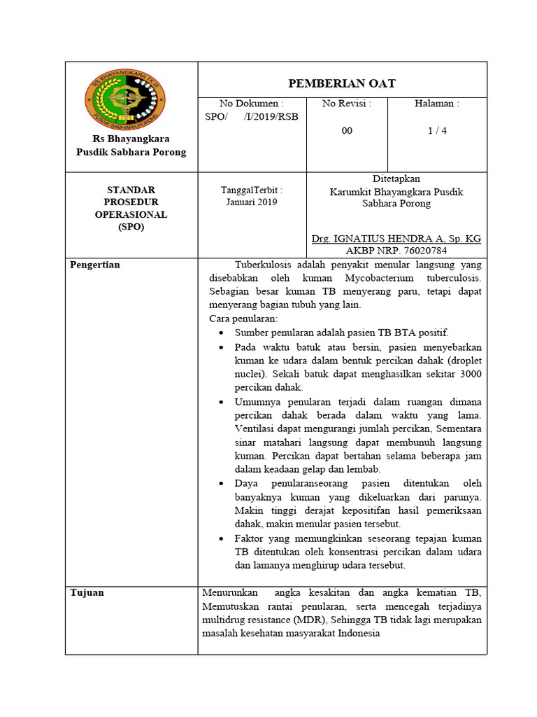 Spo Pemberian Oat | PDF