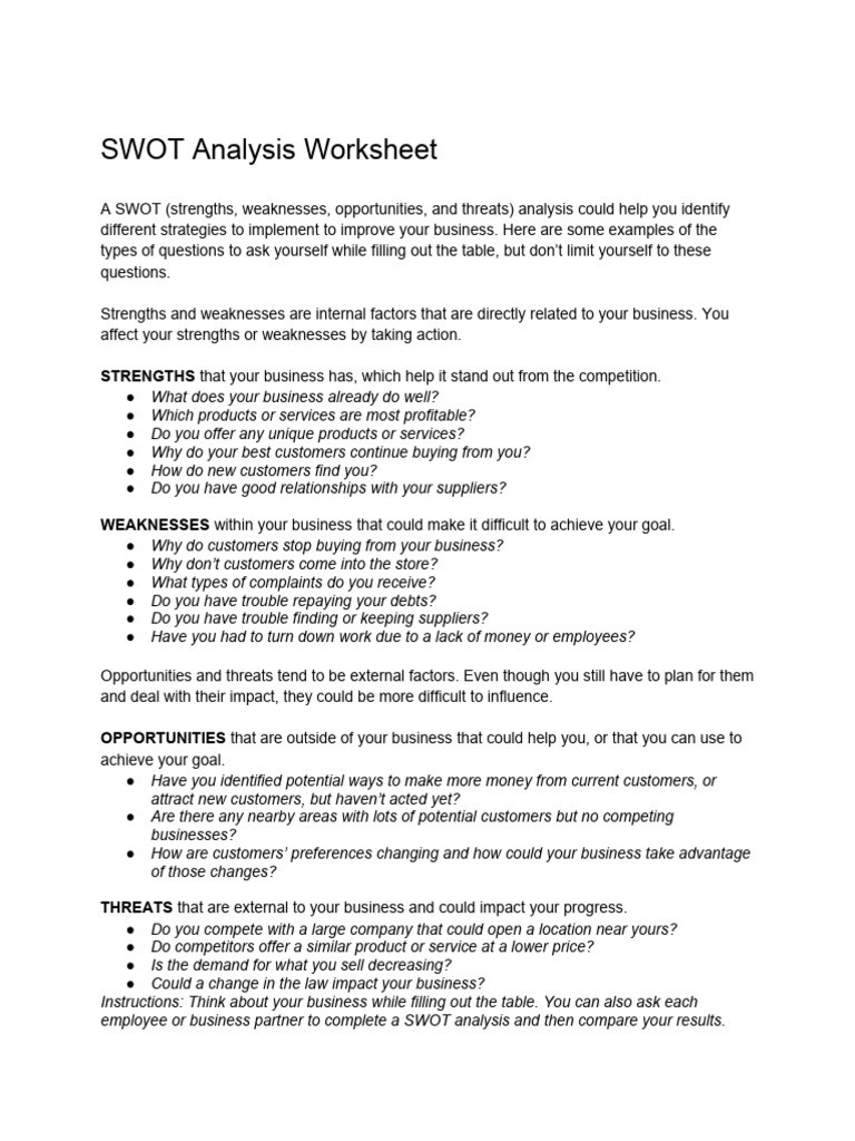 Swot Analysis Sample | PDF | Swot Analysis | Customer