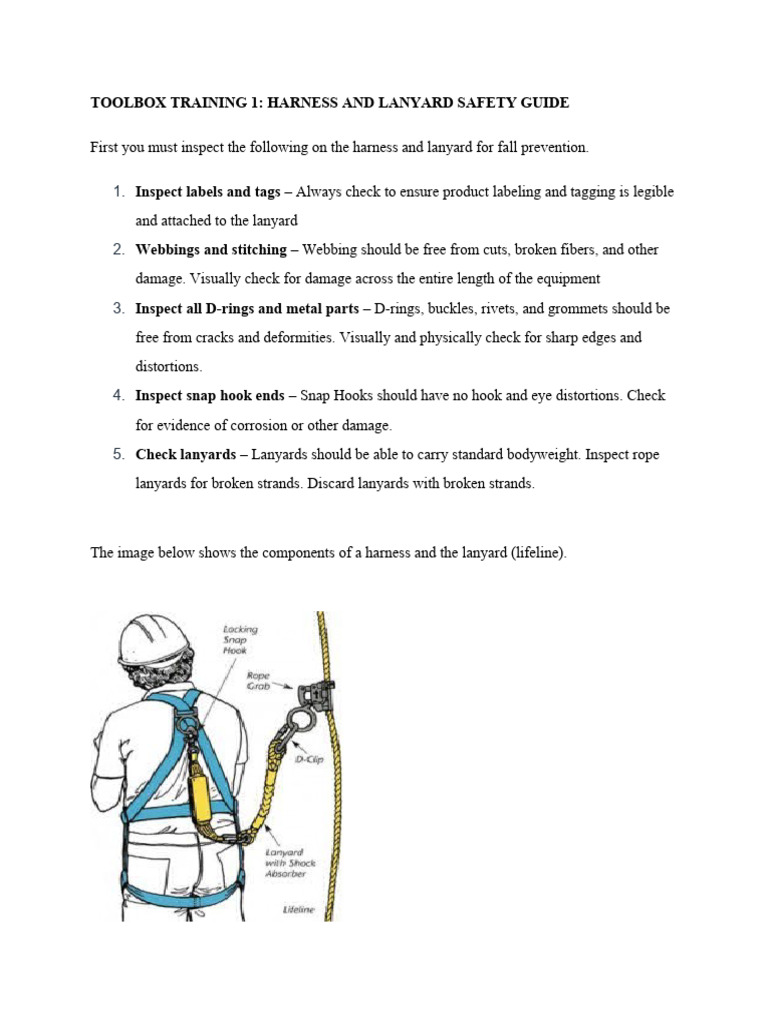 Harness and Lanyard Safety Training Guide | PDF