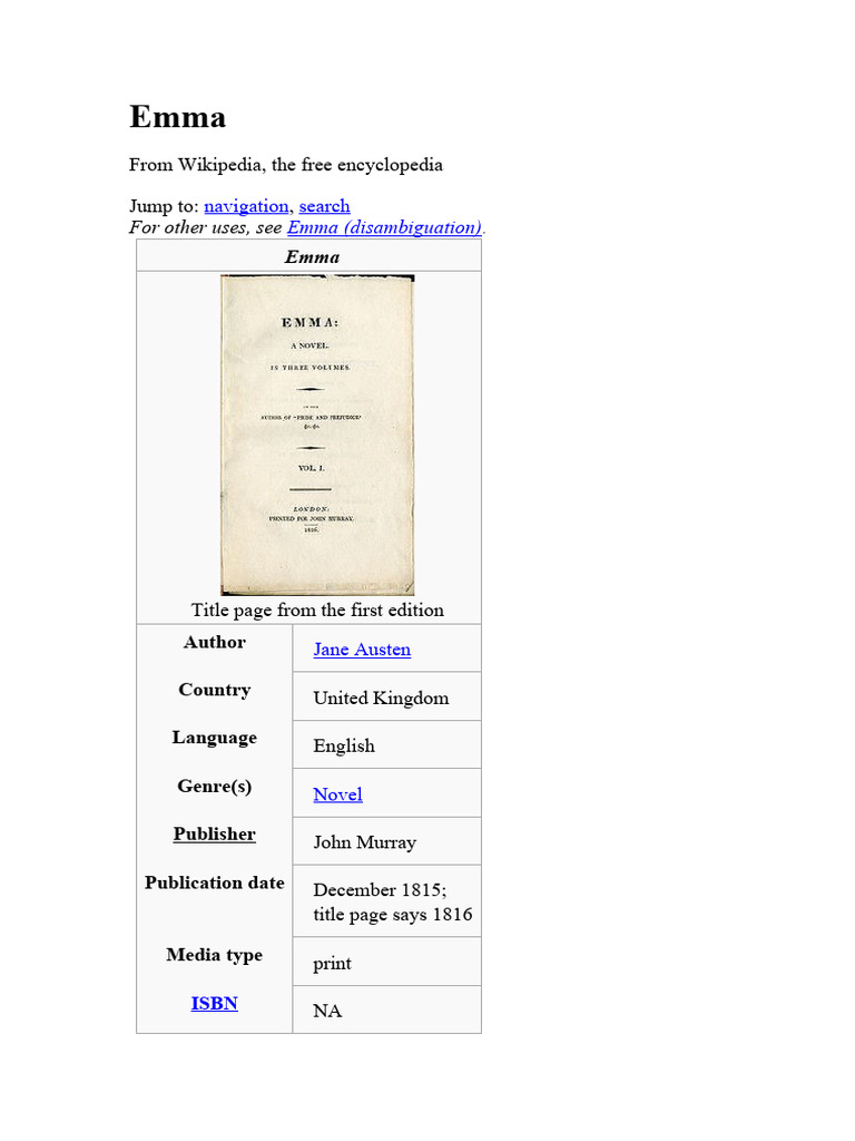 Emma | PDF | Emma (Novel) | Emma Woodhouse