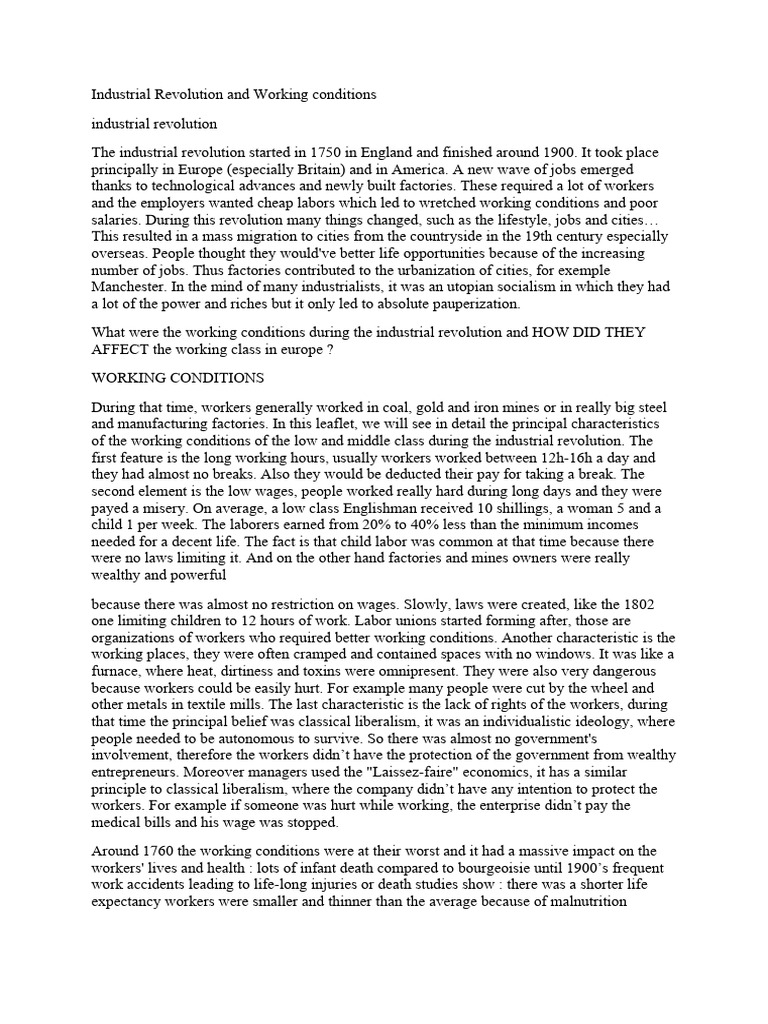 Industrial Revolution and Working Conditions | PDF | Industrial ...
