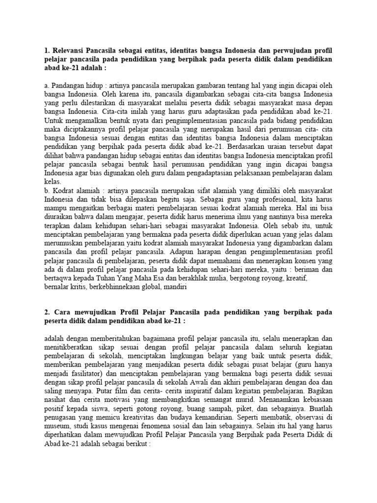 Ruang Kolaborasi Topik 4 Filosofi Pendidikan Indonesia | PDF