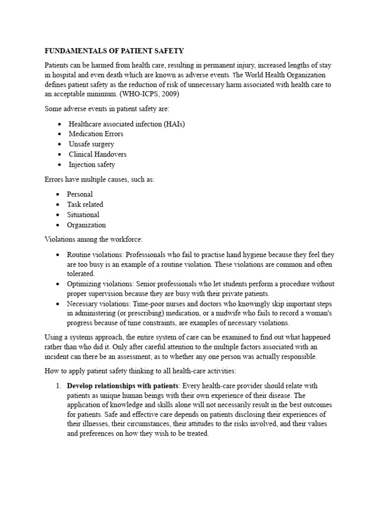 Patient Safety Fundamentals Explained | PDF | Patient Safety | Patient
