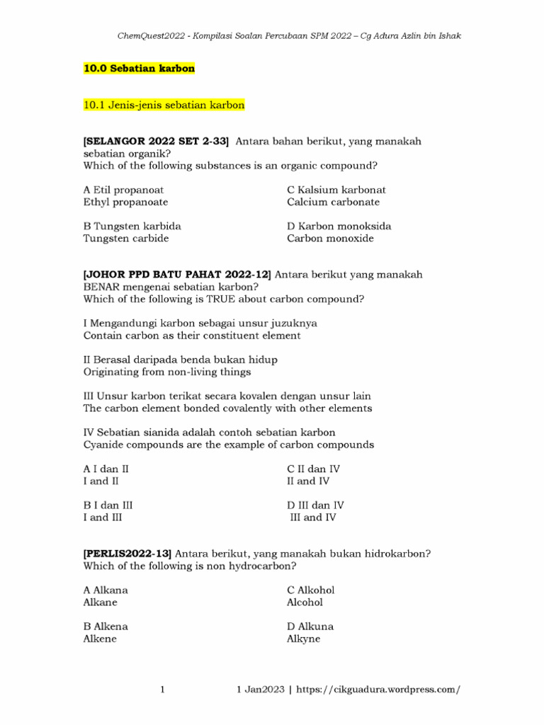 Chemquest2023 Ting 5 Bab 02 | PDF