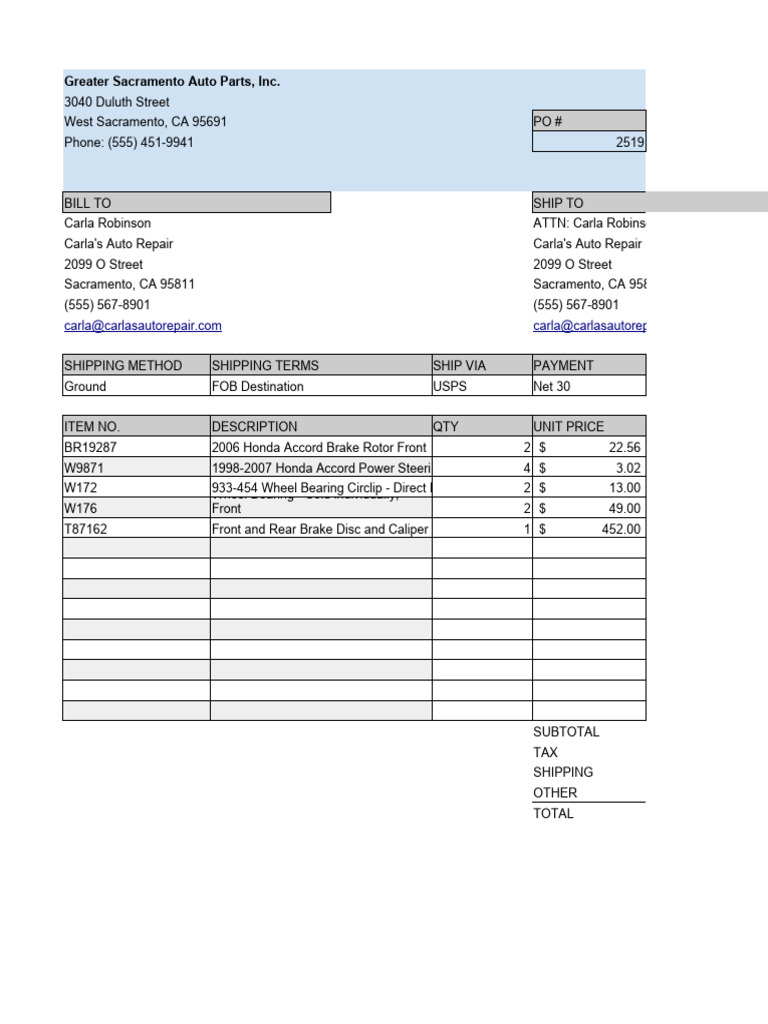 Purchase Order Sample | PDF | Motor Vehicle Manufacturers | Motor ...