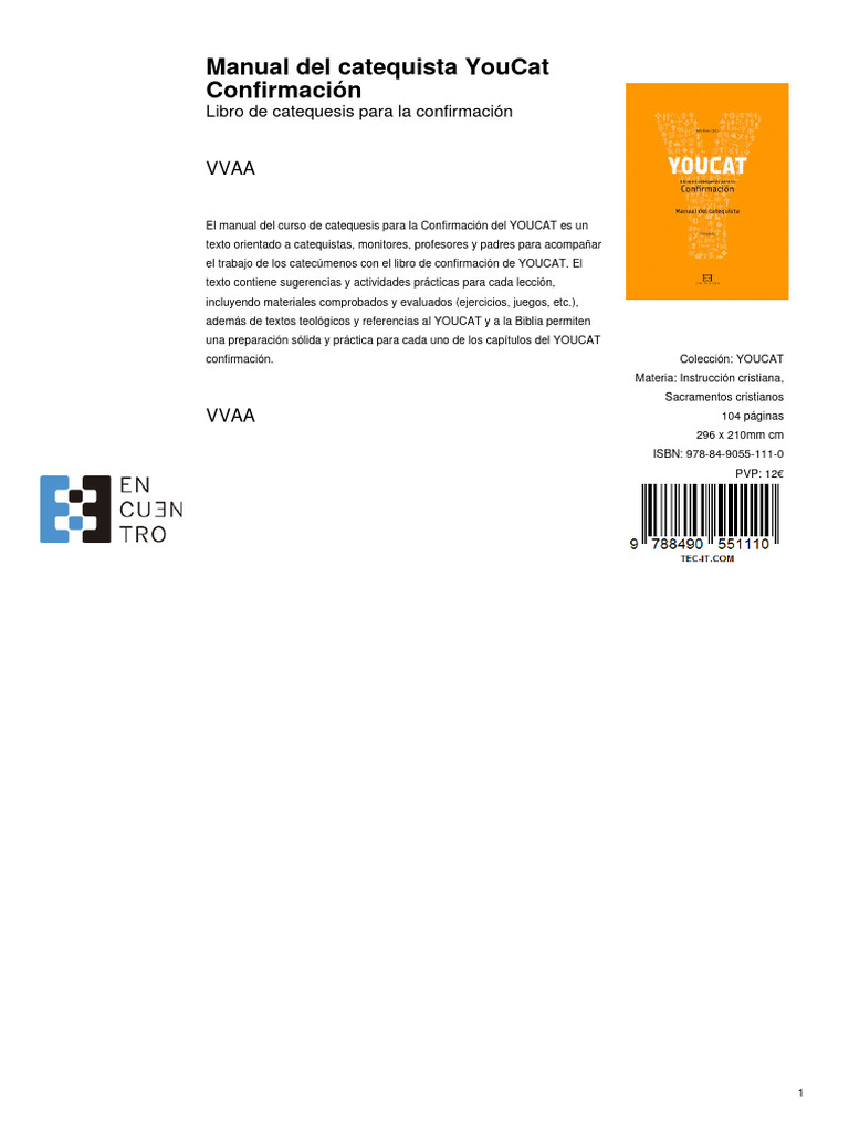 Manual Del Catequista Youcat Confirmacion | PDF