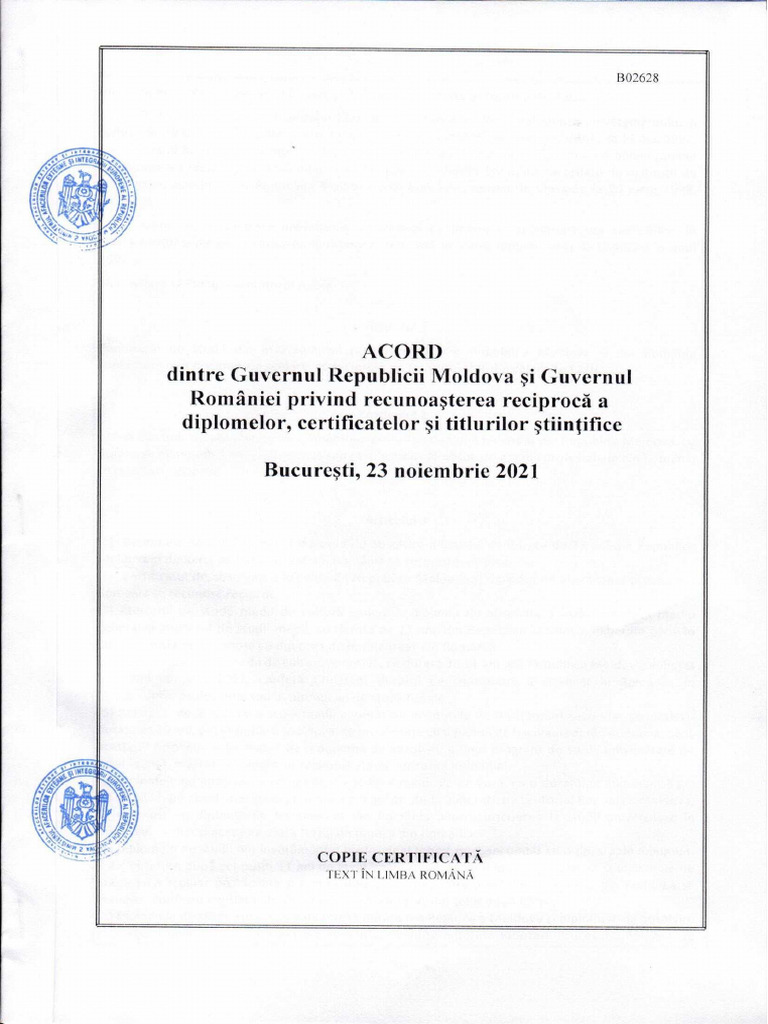 Acord de Recunoastere Reciproca Romania | PDF