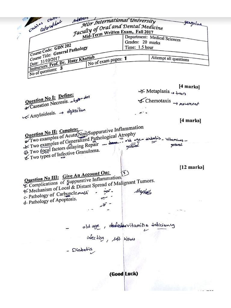General Pathology Questions | PDF