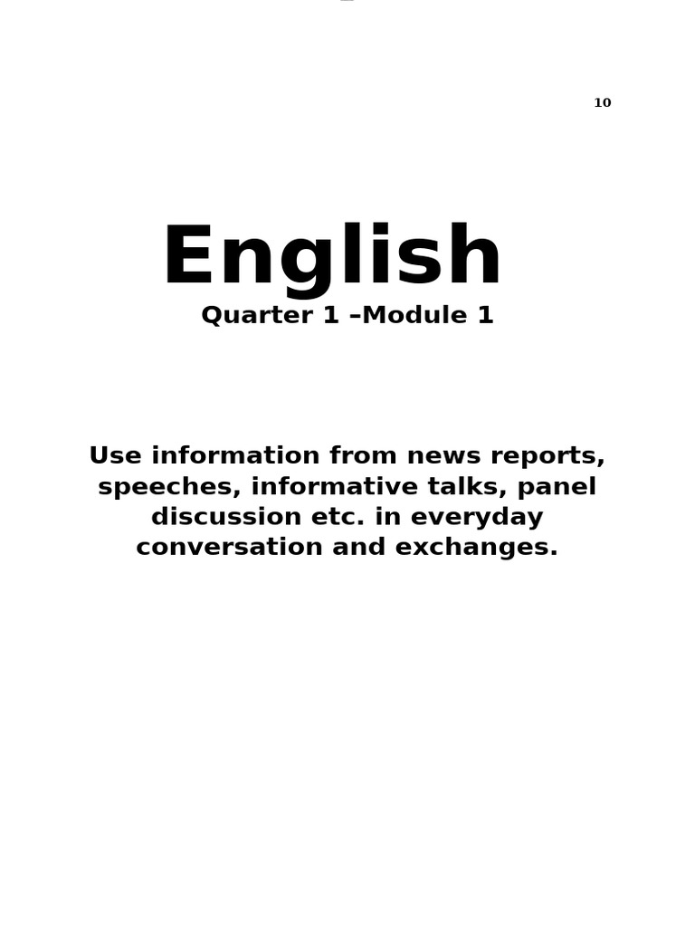 1english 10 Module 1 Week 1 | PDF | Argument | News