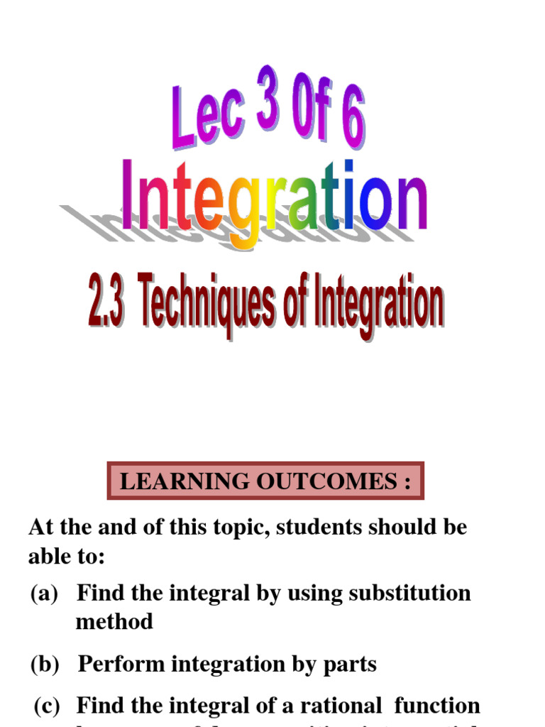 Lecture 3 of 6 Topic 2 Integration | PDF | Mathematical Relations | Numerical Analysis