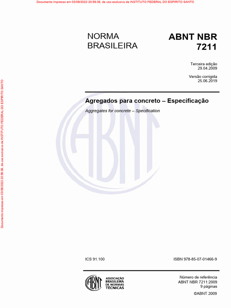 NBR-7211-2009-Agregados para concreto – Especificação | PDF | Concreto ...