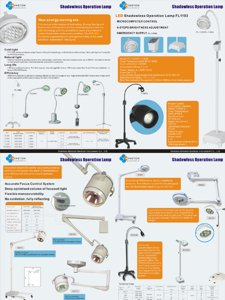 Catalogue of Operation Lamp | PDF